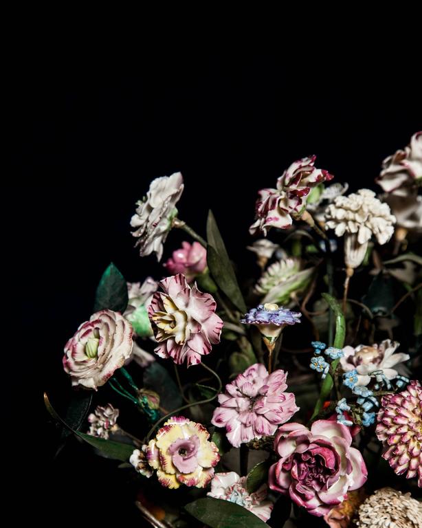 Neoclassical Louis XVI Style Porcelain Flower Arrangements in Oval ...