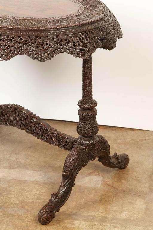 Anglo Indian Finely Carved Rosewood Side Table For Sale at 1stDibs ...