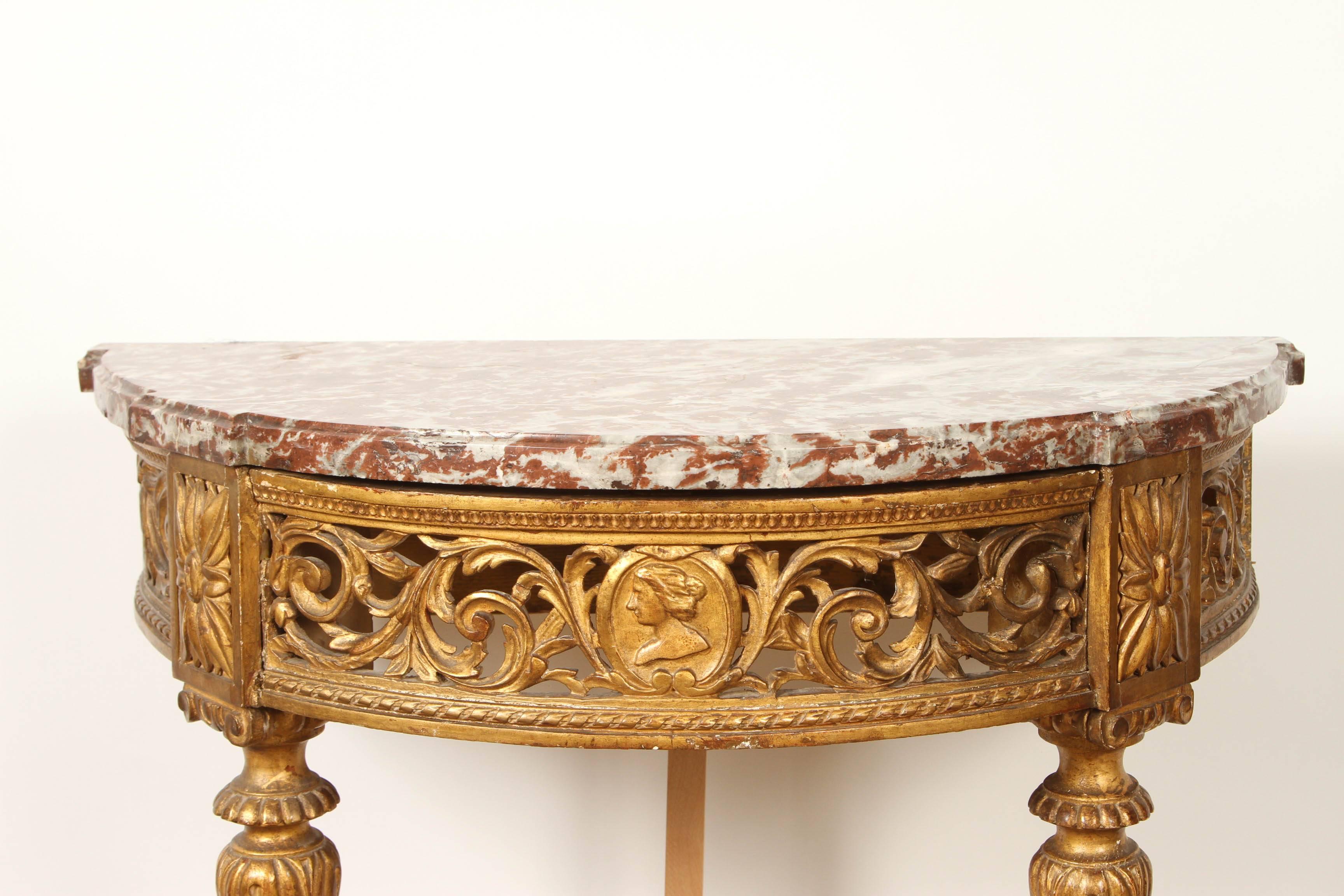 French Gilded Demilune Console at 1stDibs | french demilune table