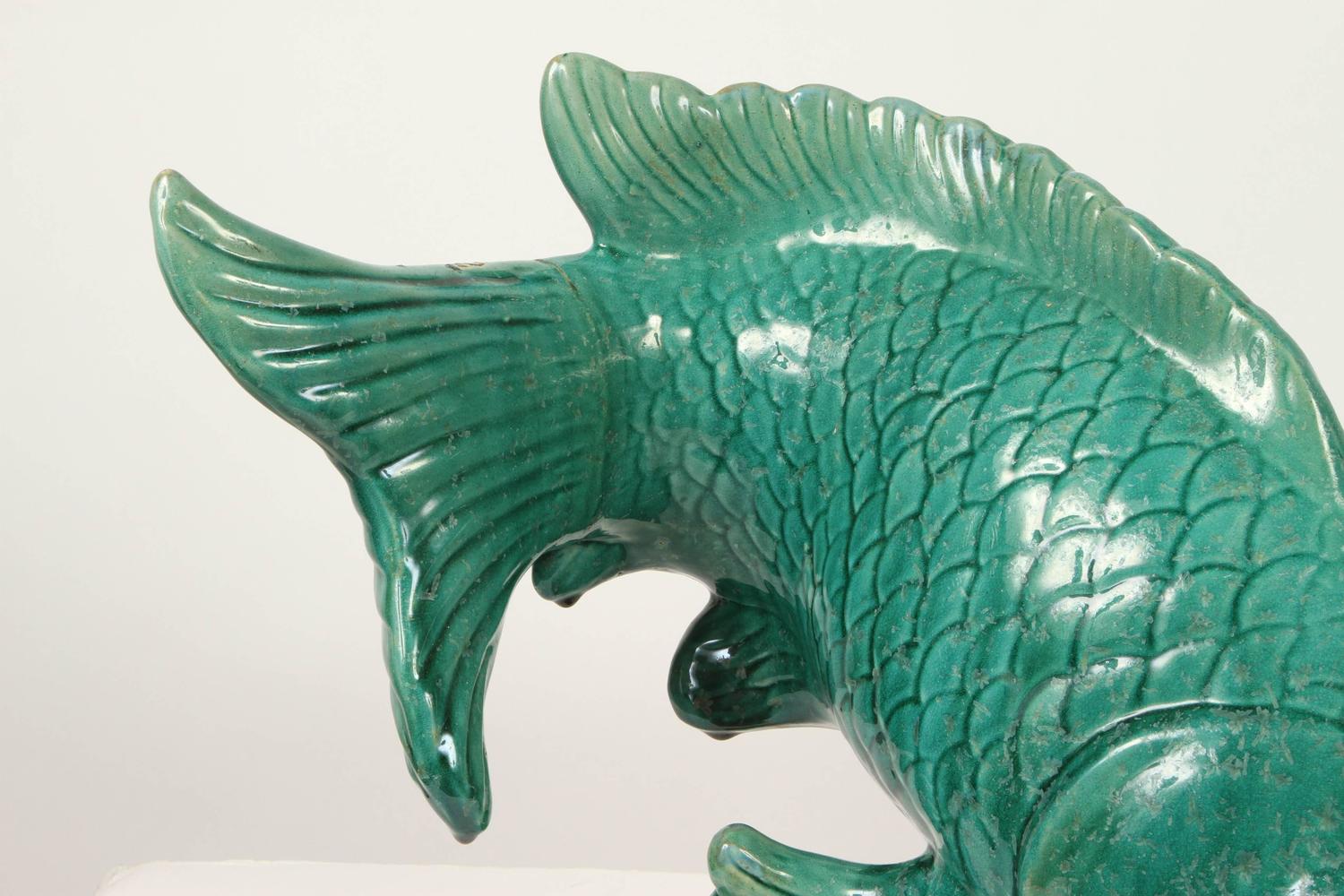 Wonderful Large Ceramic Koi Figure For Sale at 1stdibs