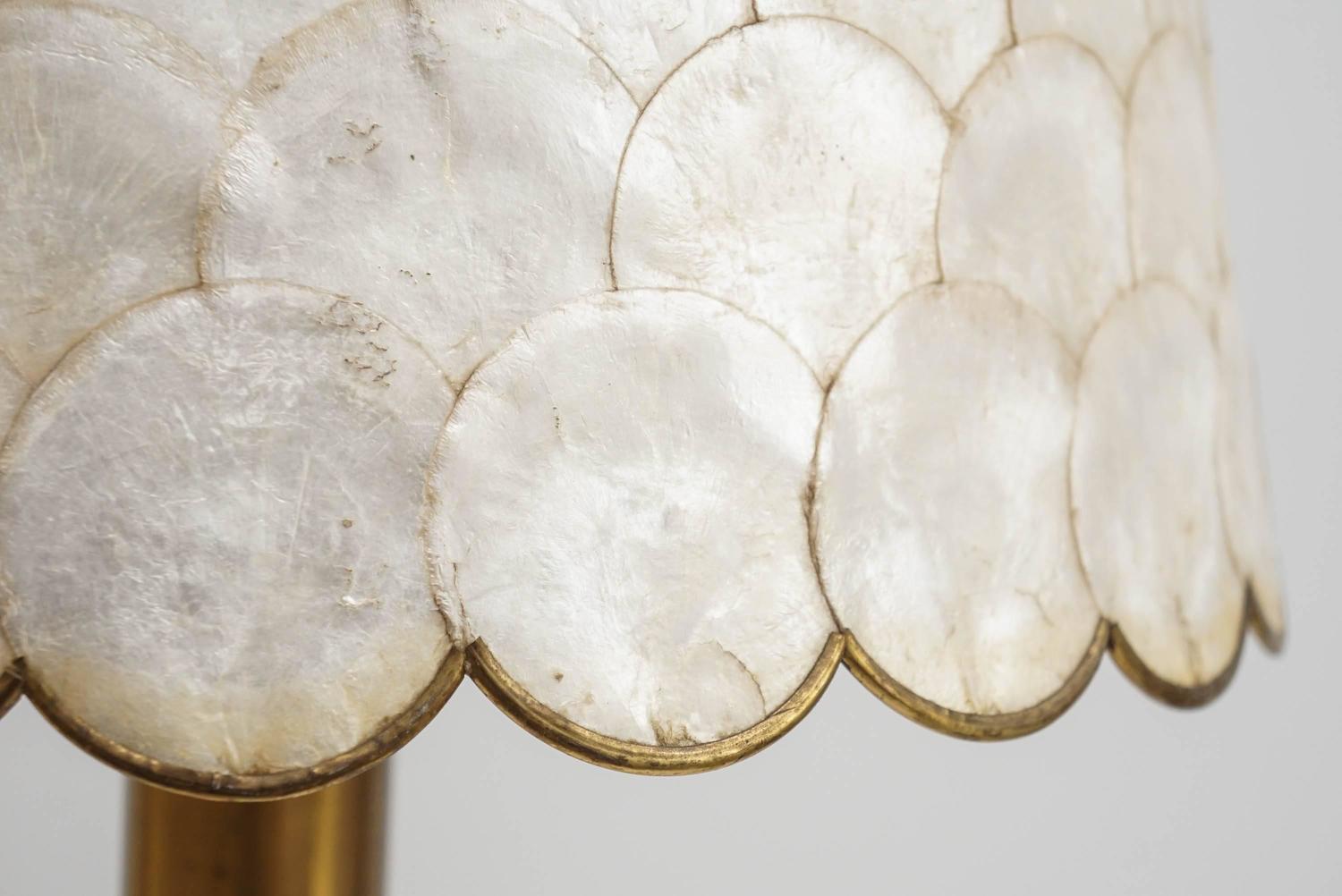 Glam Capiz Shell Table Lamp with Brass Detail, 1970s For Sale at 1stdibs
