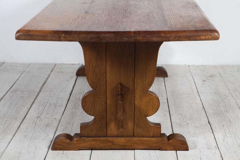 Vintage Rectangular Wood Trestle Farmhouse Table at 1stDibs