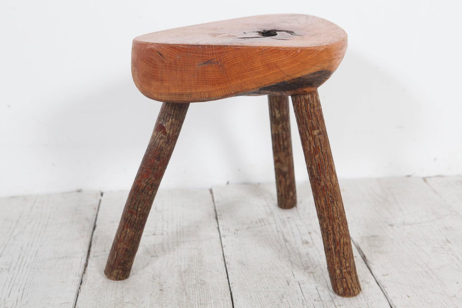 Small Round Organic "Live Edge" Stool at 1stdibs