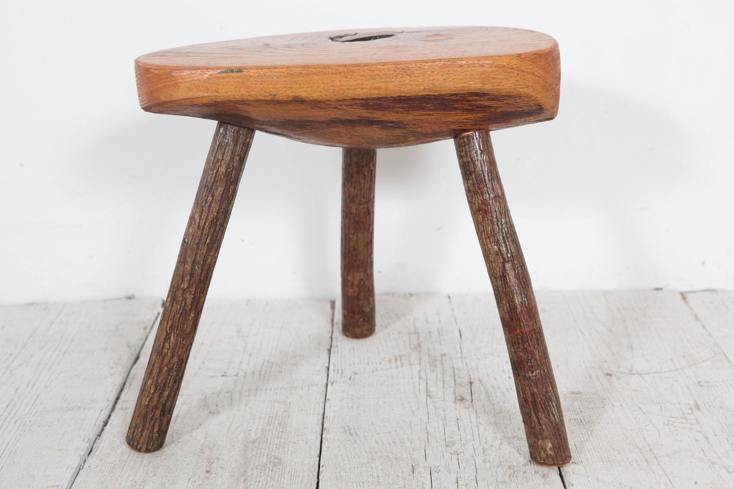 Small Round Organic "Live Edge" Stool at 1stdibs