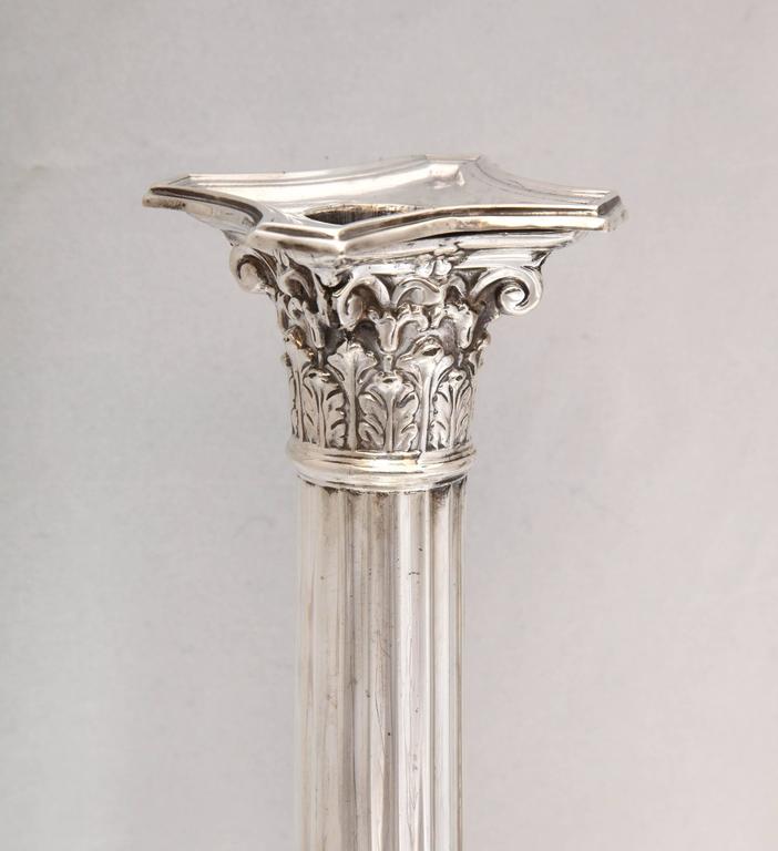 Tall Victorian Sterling Silver Corinthian Column Form Candlesticks at ...