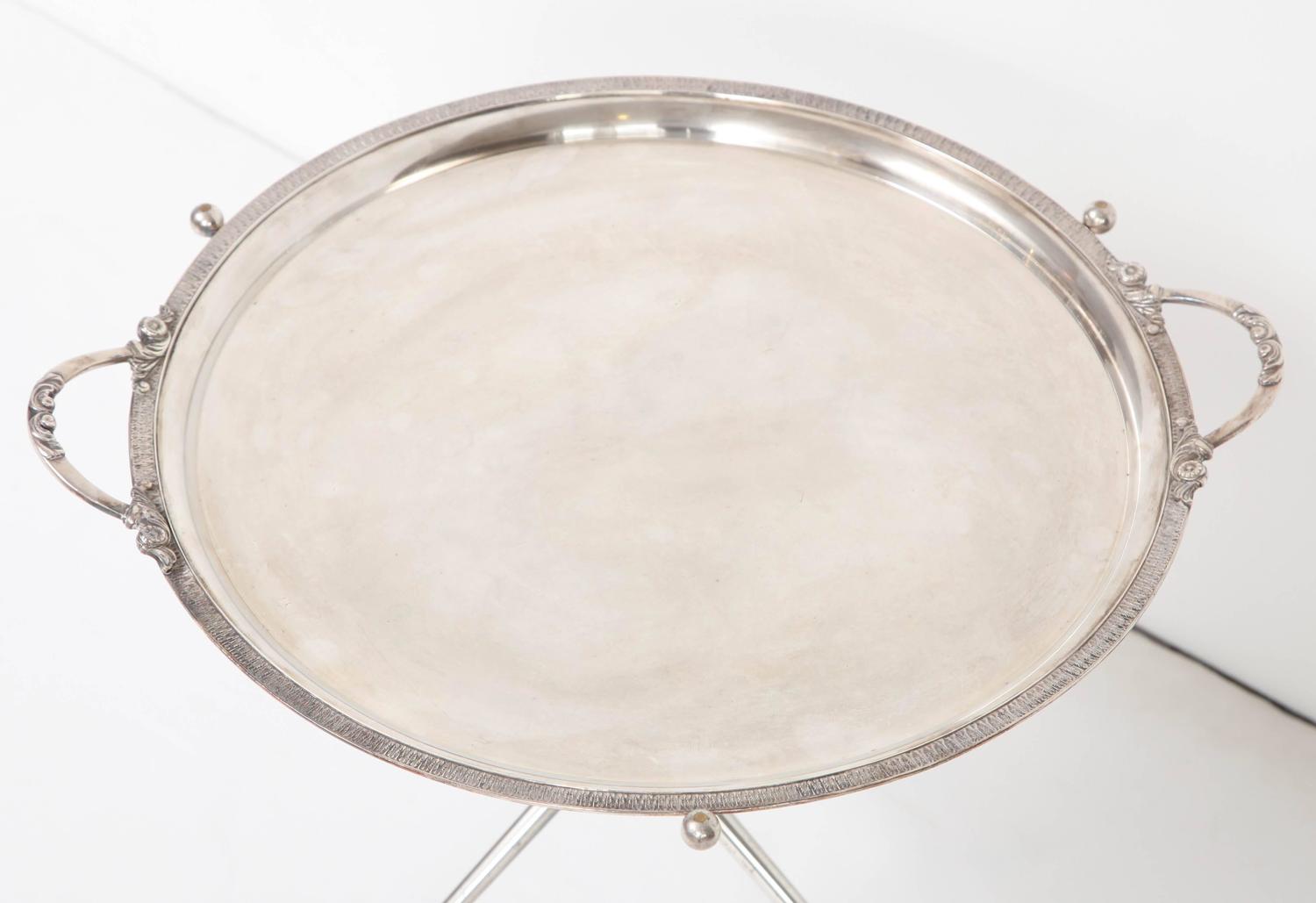 Silver Tray Table on Stand For Sale at 1stdibs