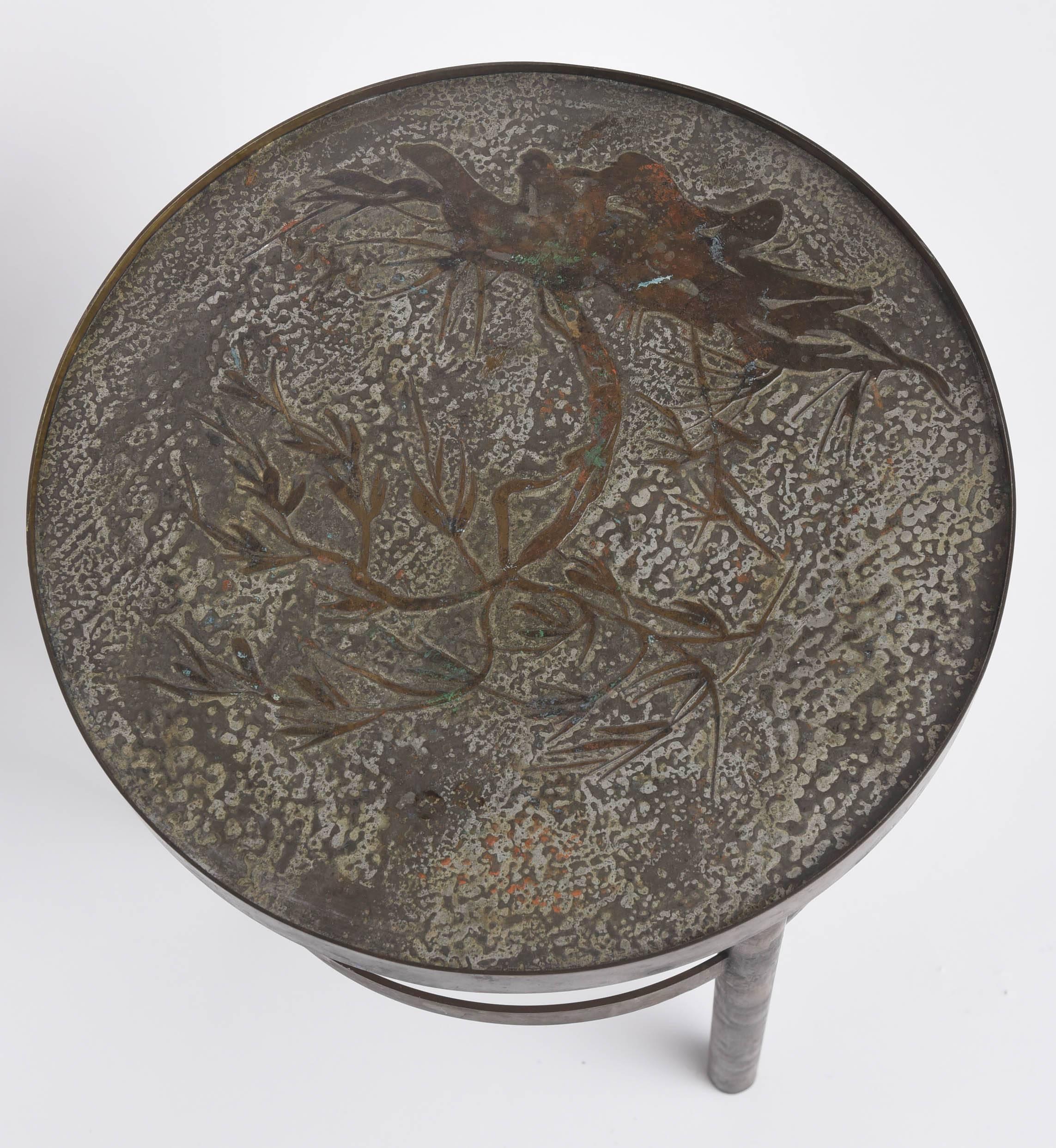 Philip and Kelvin LaVerne Floral Side Table at 1stDibs