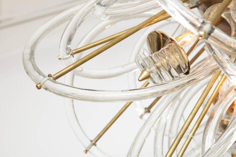 Midcentury Glass Loops and Brass Chandelier Attributed to J.T. Kalmar ...