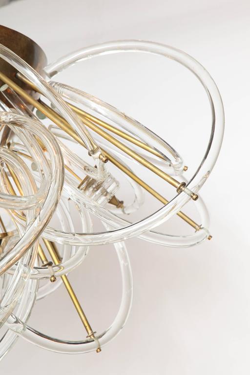 Midcentury Glass Loops and Brass Chandelier Attributed to J.T. Kalmar ...