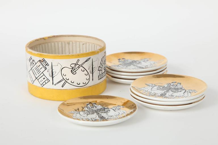 Eight Porcelain Coasters with Chariots by Fornasetti at 1stDibs