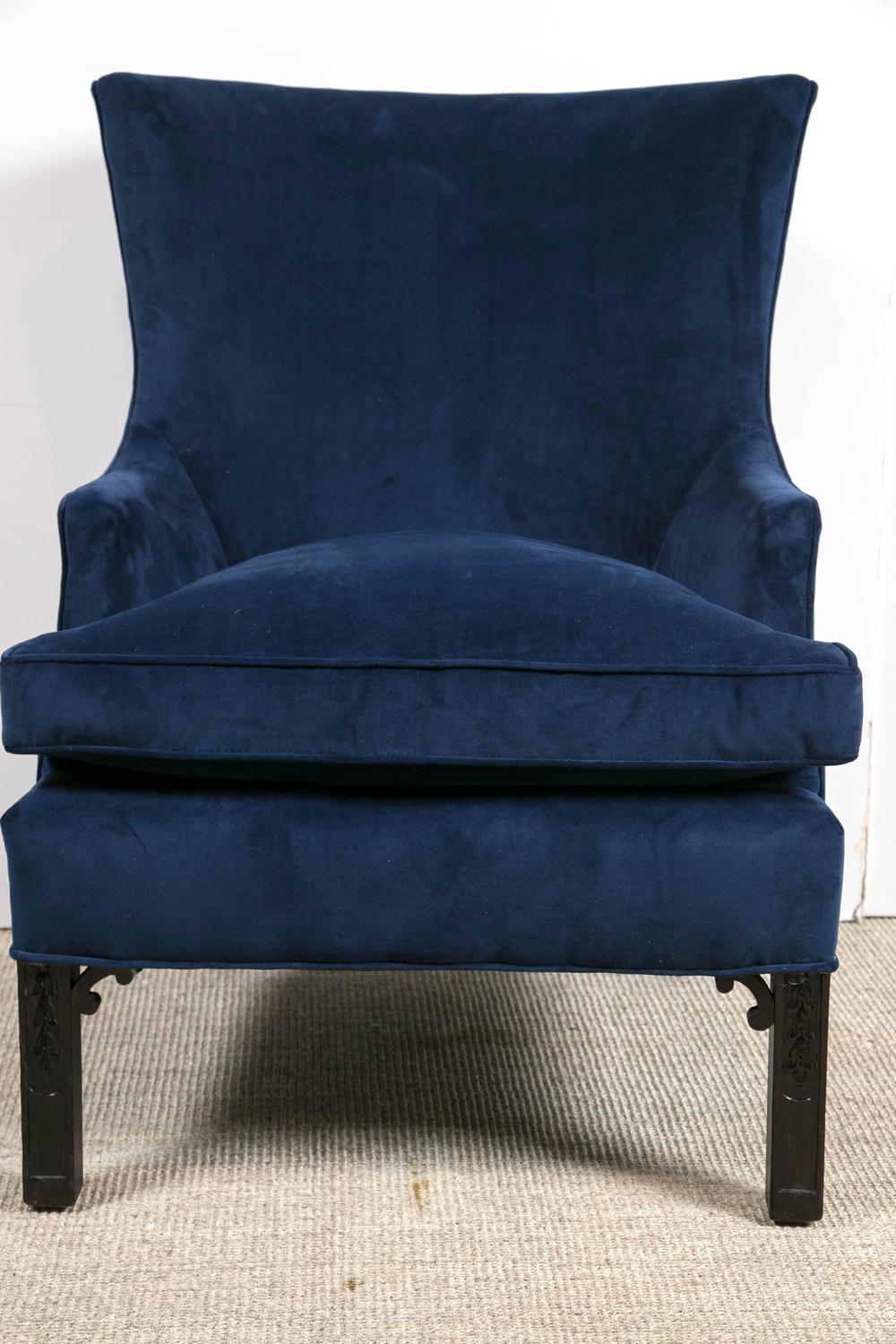 Pair of Blue Velvet Club Chairs at 1stdibs
