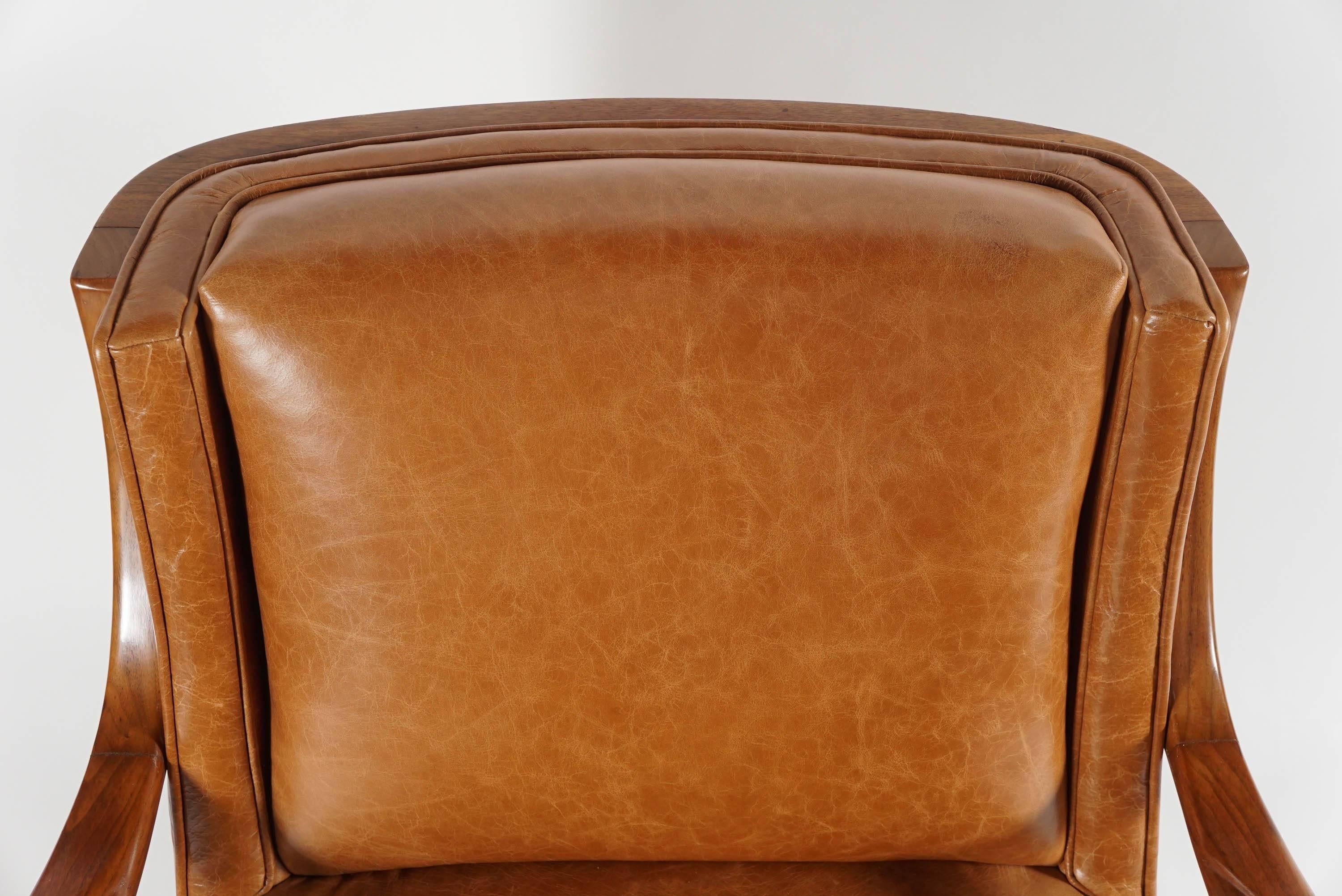 John Stuart Leather Lounge Chair at 1stDibs