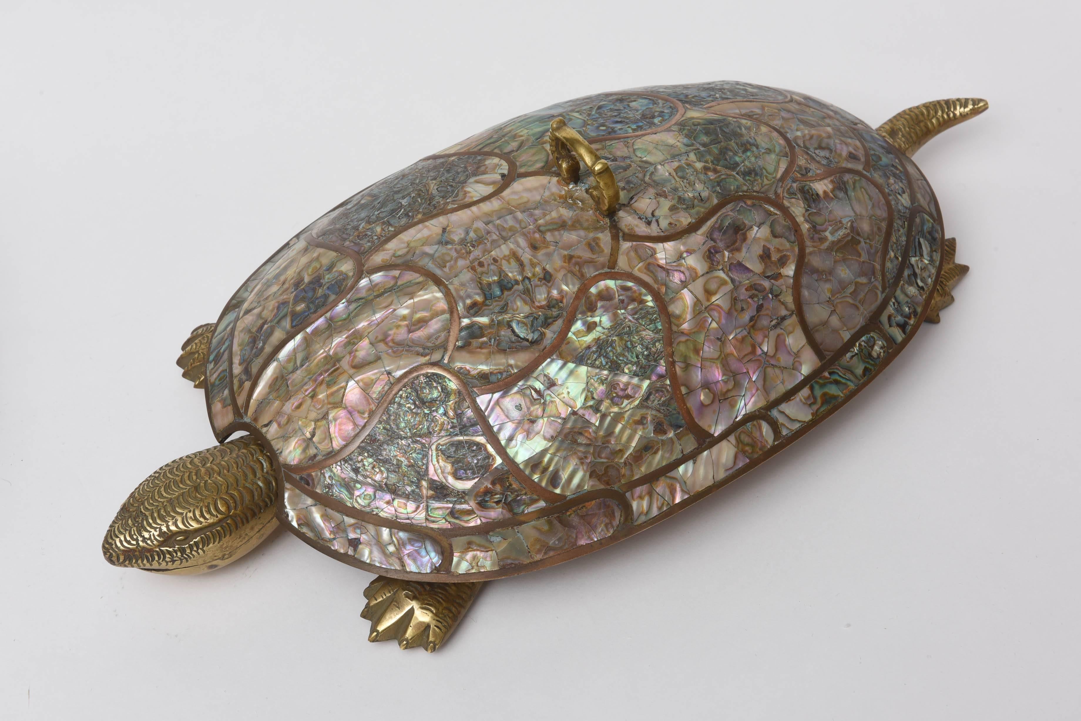 Mexican Mid-Century Abalone and Brass Turtle Serving Bowls at 1stDibs ...