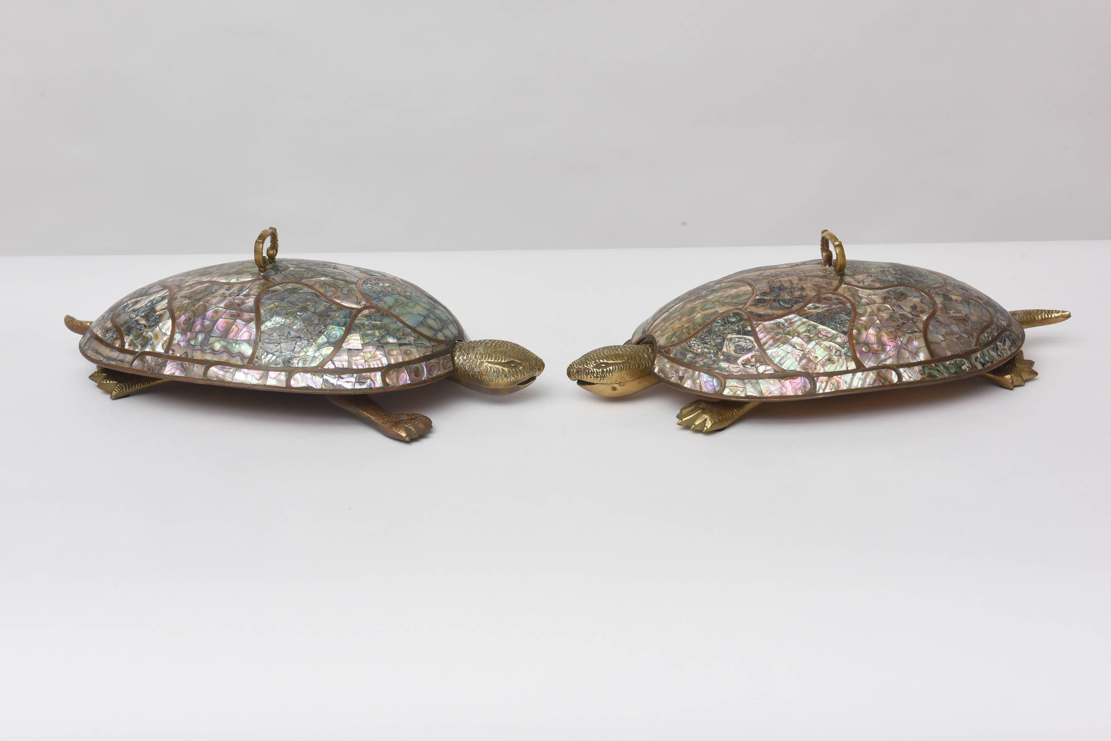Mexican Mid-Century Abalone and Brass Turtle Serving Bowls at 1stDibs ...