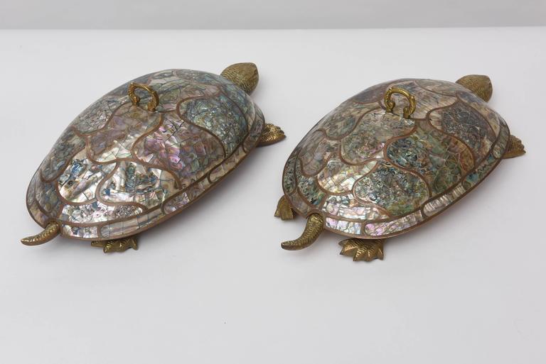 Mexican Mid-Century Abalone and Brass Turtle Serving Bowls at 1stDibs ...