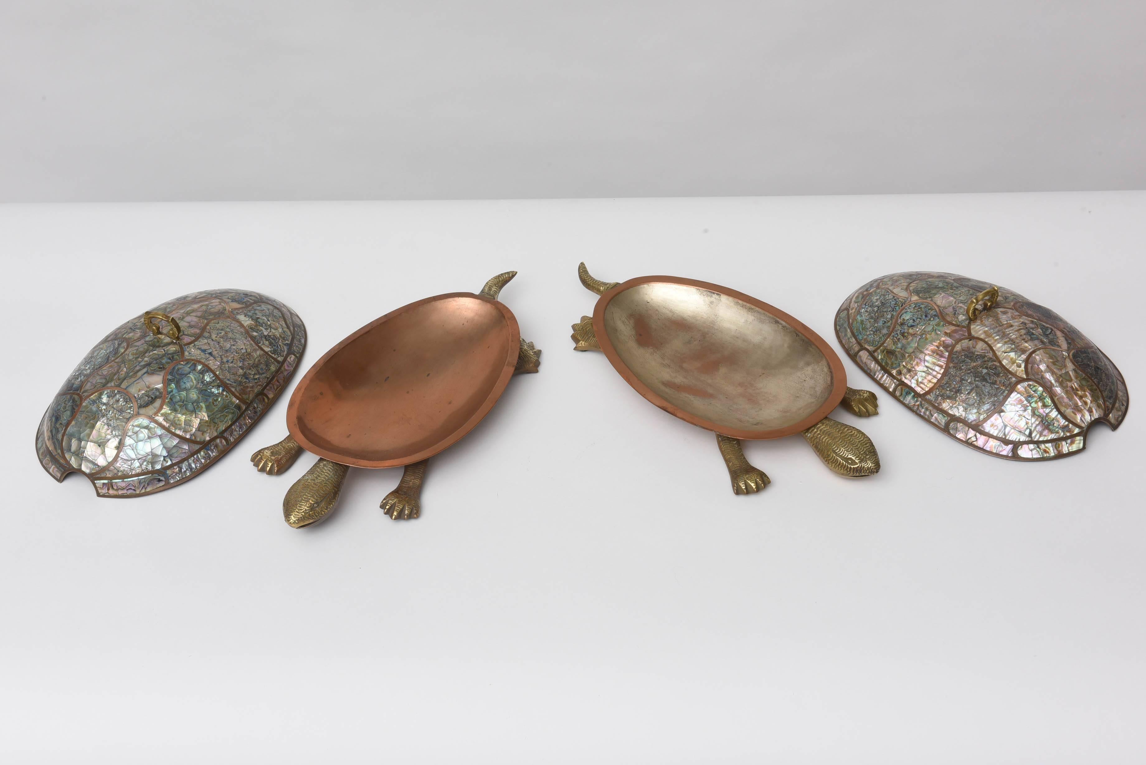 Mexican Mid-Century Abalone and Brass Turtle Serving Bowls at 1stDibs ...