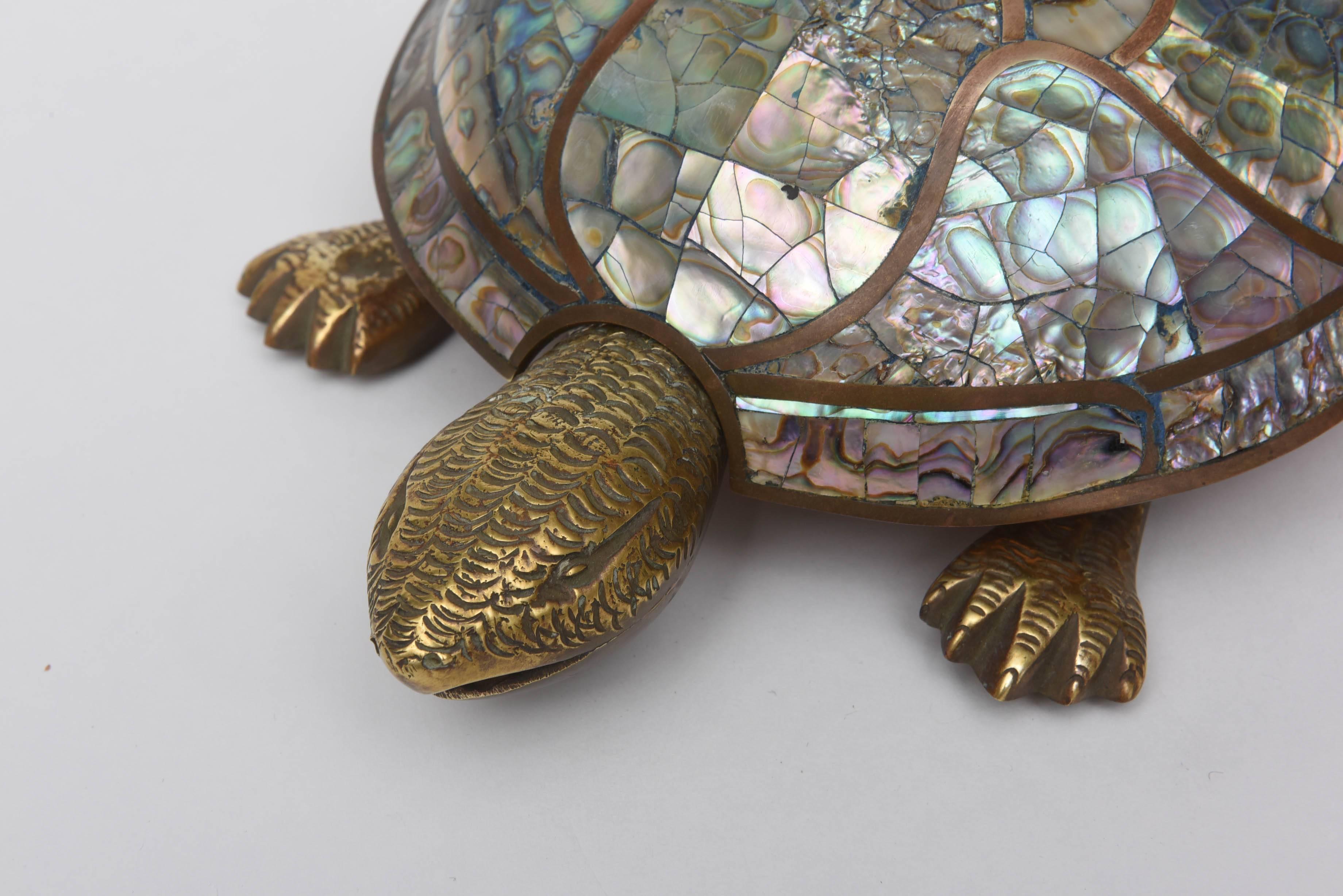 Mexican Mid-Century Abalone and Brass Turtle Serving Bowls at 1stDibs ...