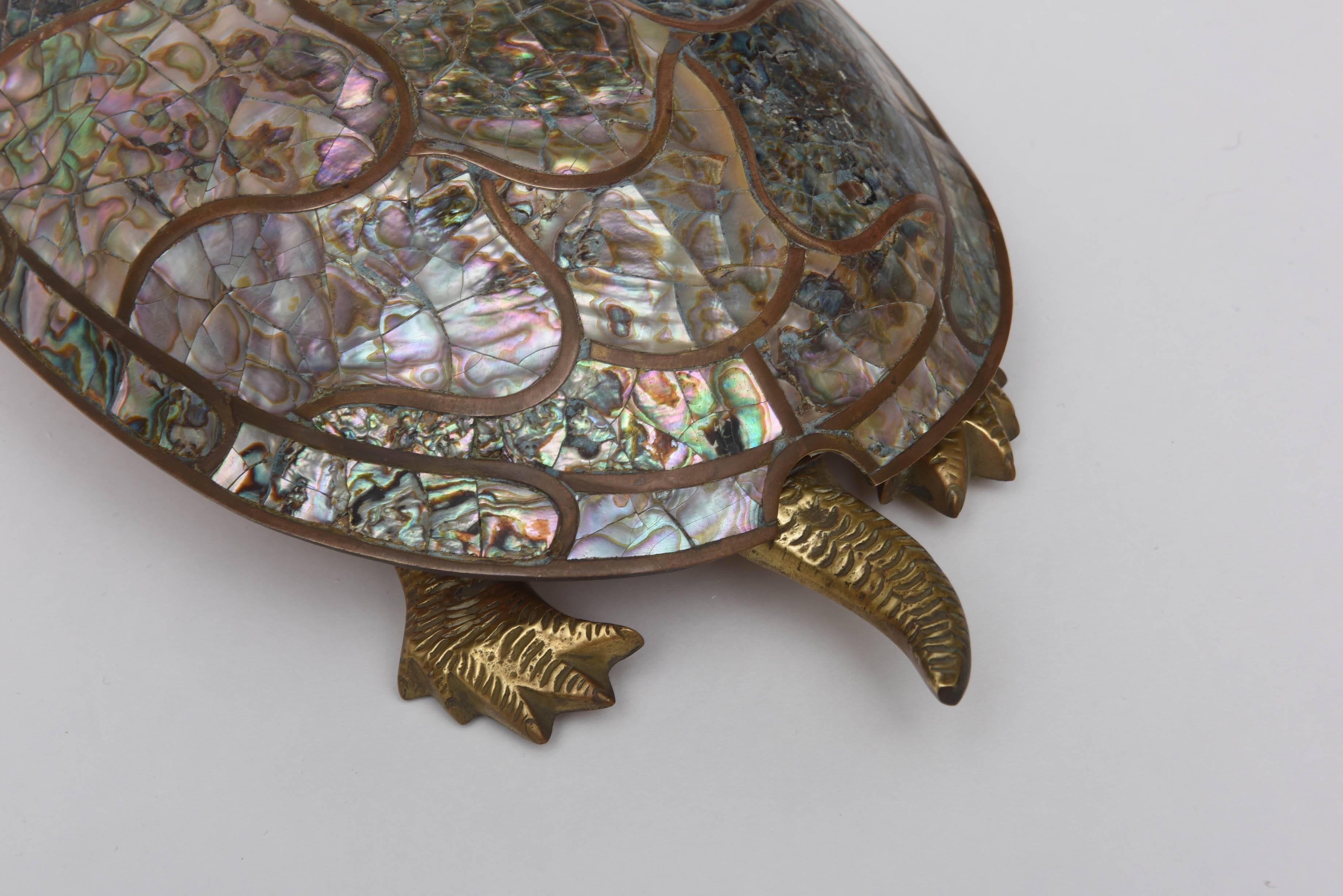 Mexican Mid-Century Abalone and Brass Turtle Serving Bowls at 1stDibs ...