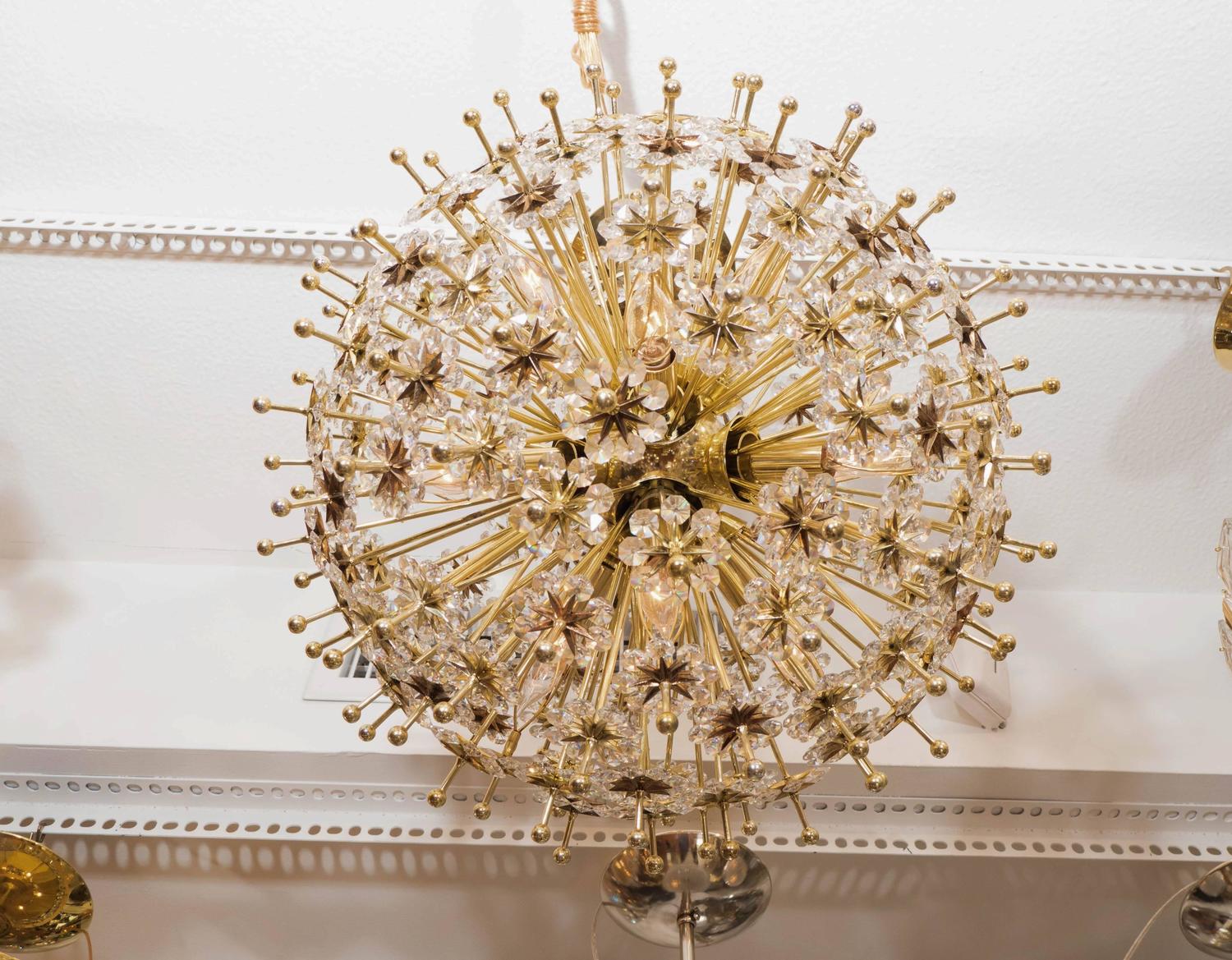 Brass Starburst Pendant Ceiling Fixture For Sale at 1stdibs
