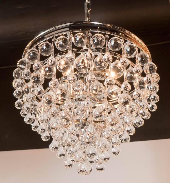 Hollywood Teardrop and Crystal Ball Chandelier in Nickel and Handblown ...