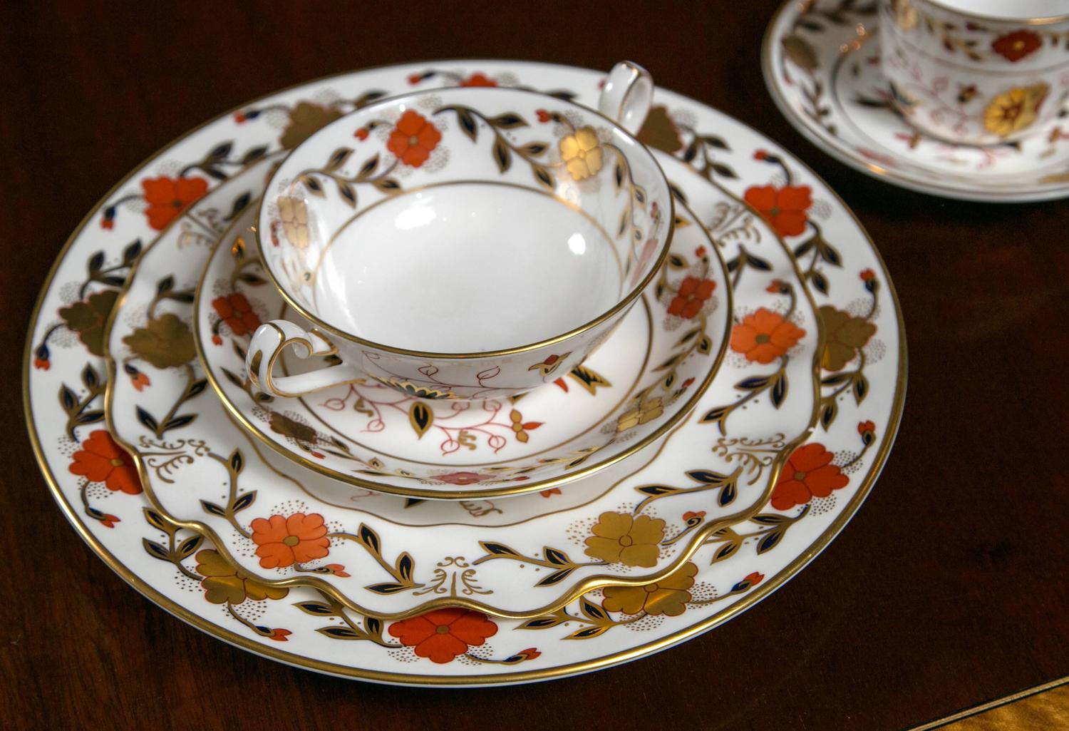 Monumental Service for 18 Royal Crown English Derby Bone China at 1stdibs
