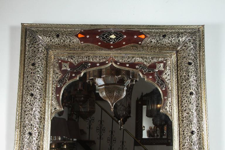 Moroccan Mirror with Silver and Leather Design at 1stDibs | moroccan ...