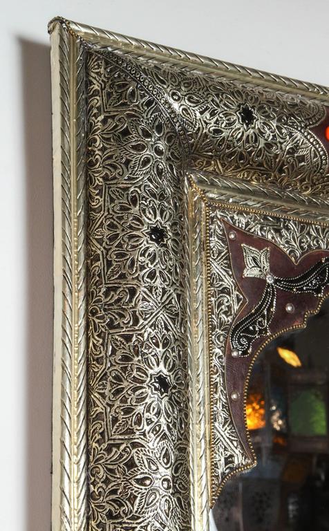 Moroccan Mirror with Silver and Leather Design at 1stDibs | moroccan ...