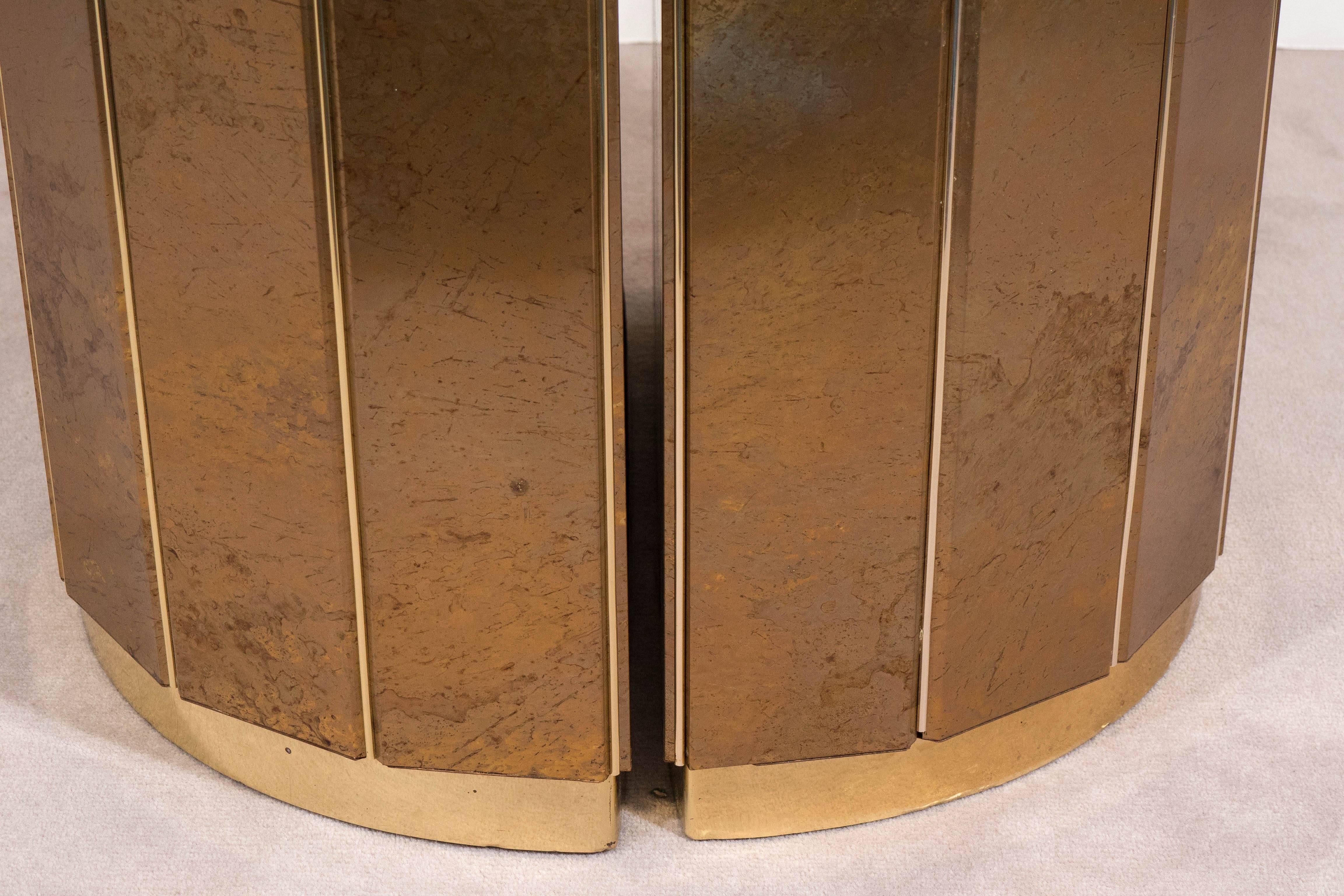 Mastercraft Split Barrel Pedestal Table Bases in Brass at 1stDibs