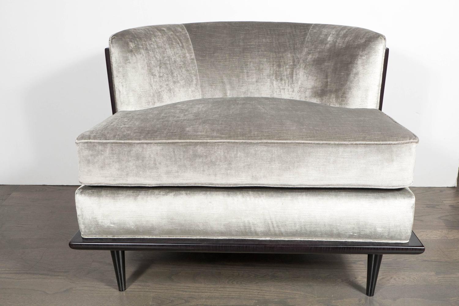 Ultra Chic Mid-Century Curved Back Slipper Chair in Smoked Platinum ...