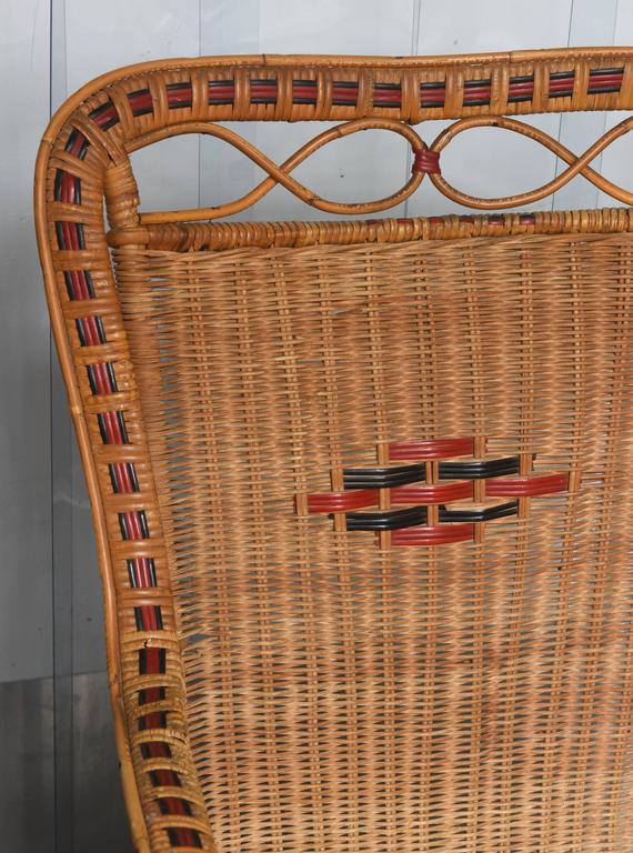 Pair of French Vintage Provence Rattan and Cane Armchairs at 1stDibs