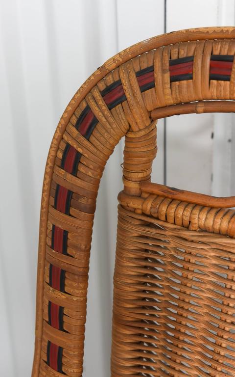 Pair of French Vintage Provence Rattan and Cane Armchairs at 1stDibs