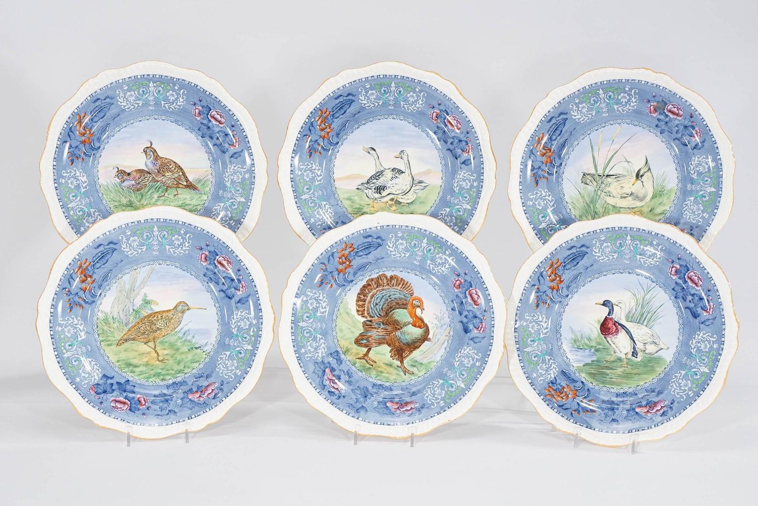 Set of 12 Copeland Spode Game Bird Dinner Plates with White Borders at ...