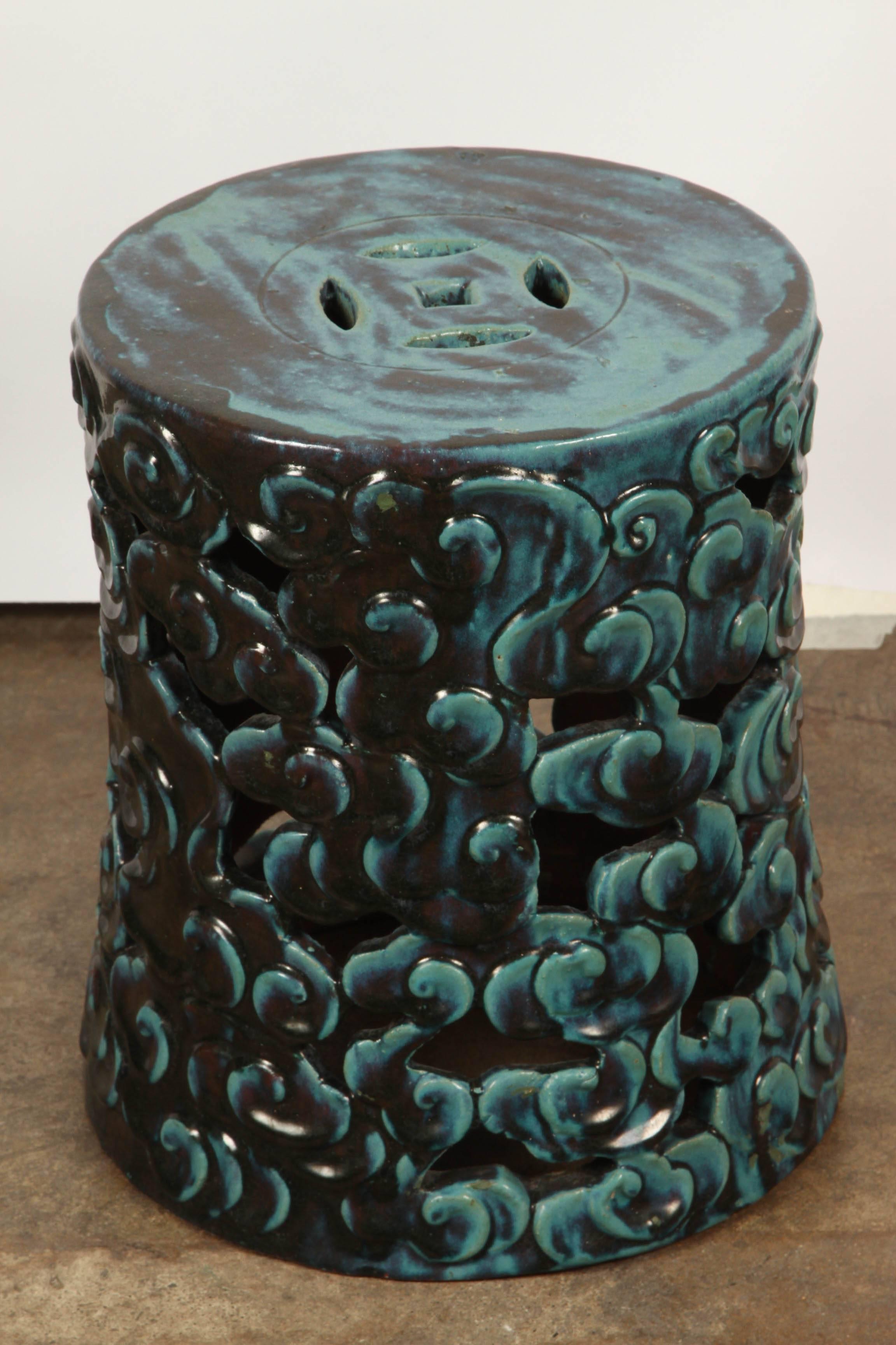 Turquoise Porcelain Garden Stool at 1stDibs | turquoise garden stool
