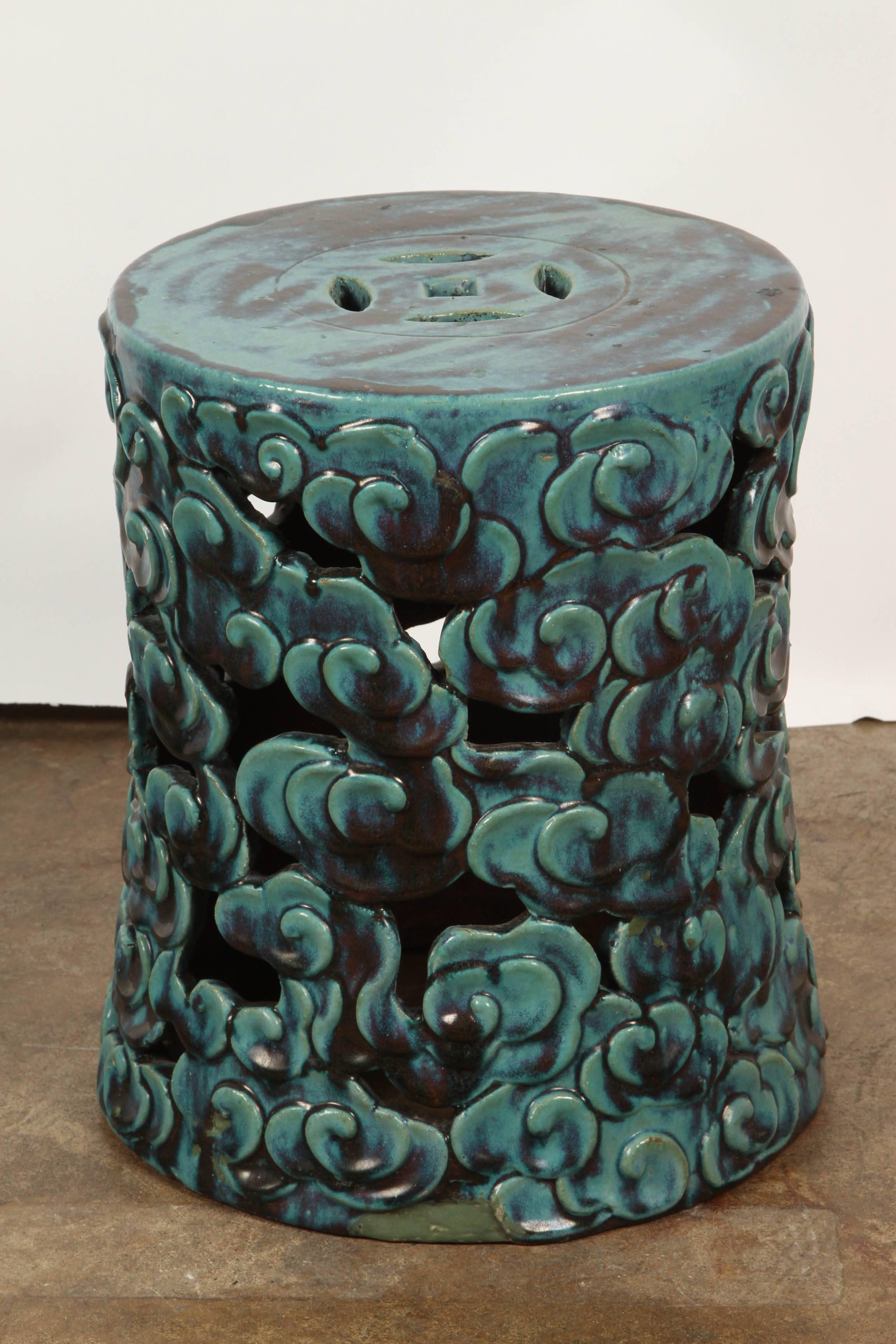 Turquoise Porcelain Garden Stool at 1stDibs | turquoise garden stool