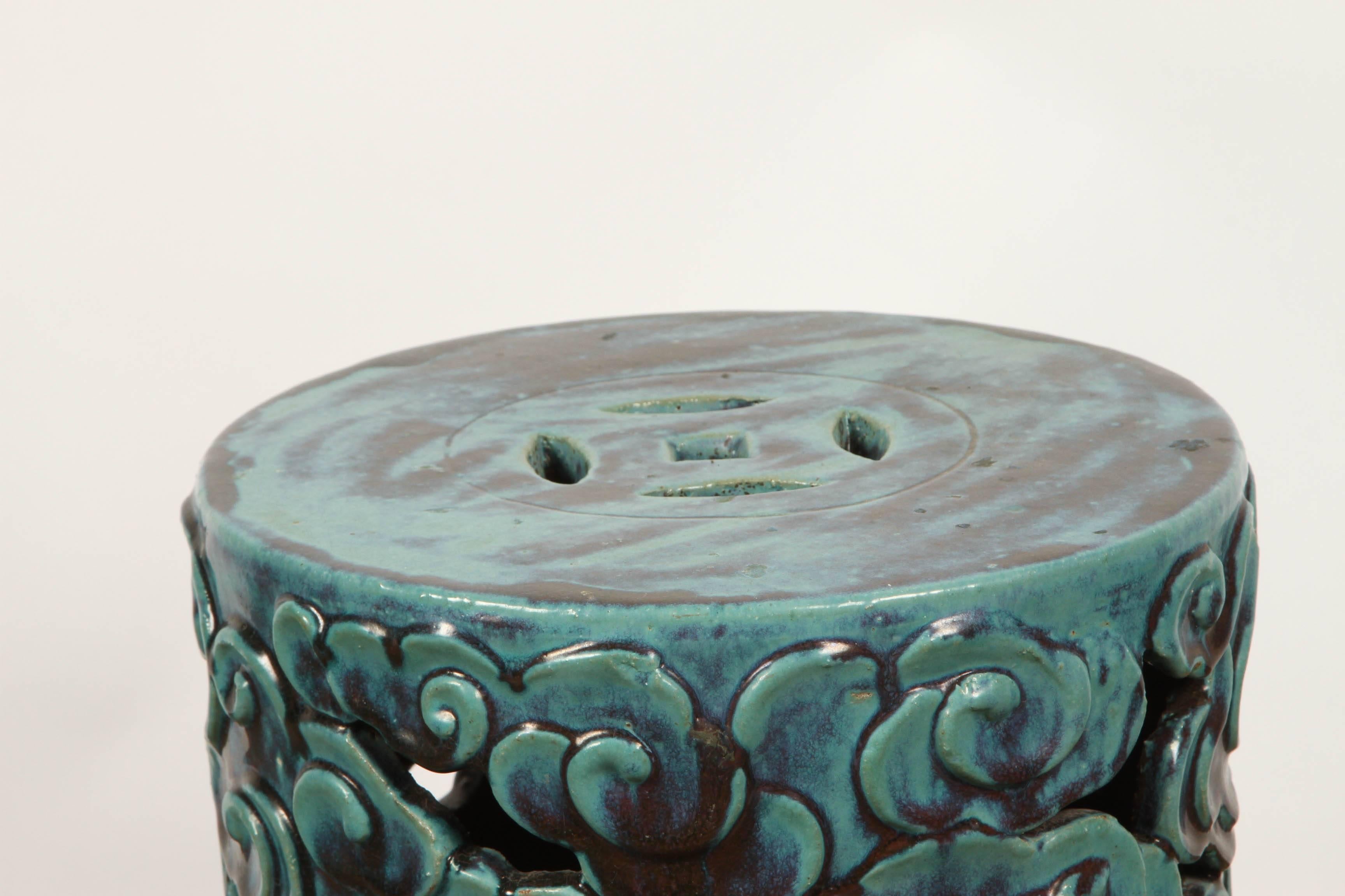 Turquoise Porcelain Garden Stool at 1stDibs | turquoise garden stool