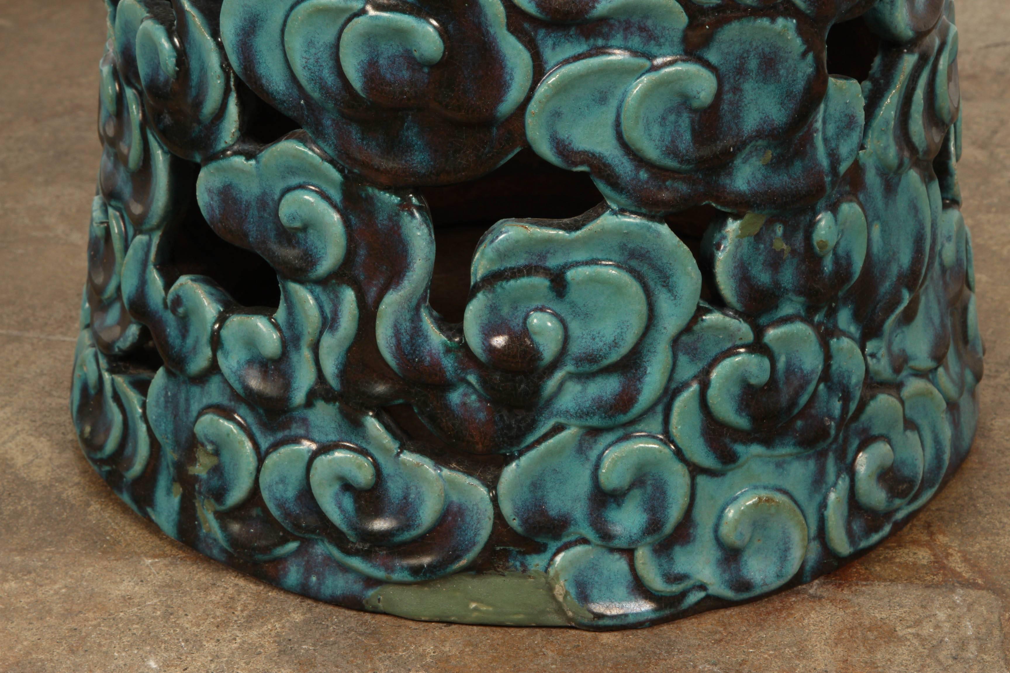 Turquoise Porcelain Garden Stool at 1stDibs | turquoise garden stool