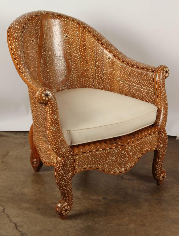 Pair of Inlaid Indian Chairs at 1stDibs