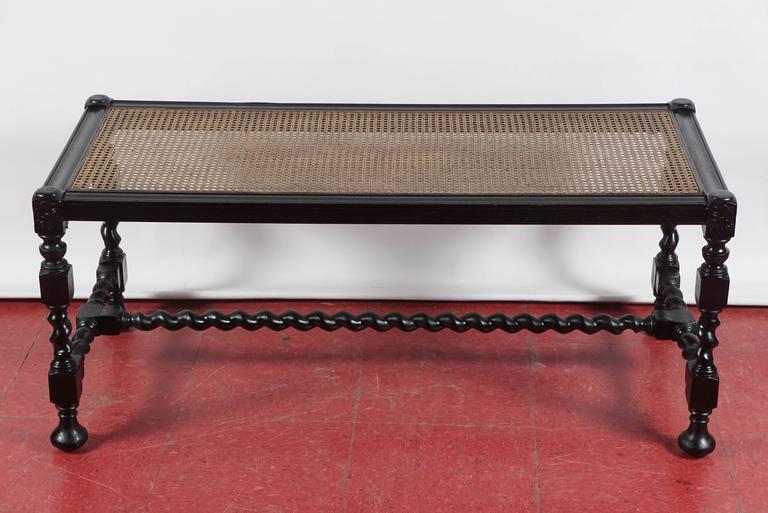 Jacobean Style Bench/Cane Inset Seat at 1stDibs