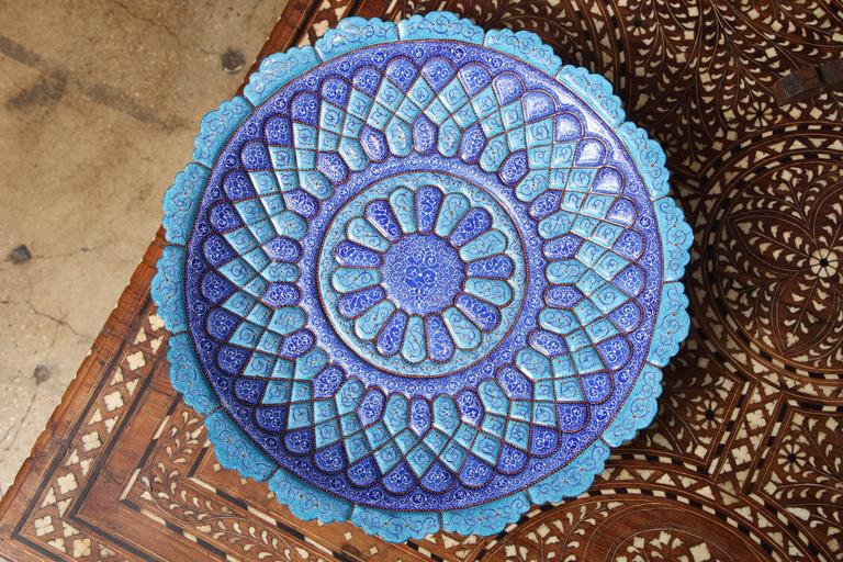 Blue Iranian Minakari Plates, Vitreous Enamel on Copper at 1stDibs ...