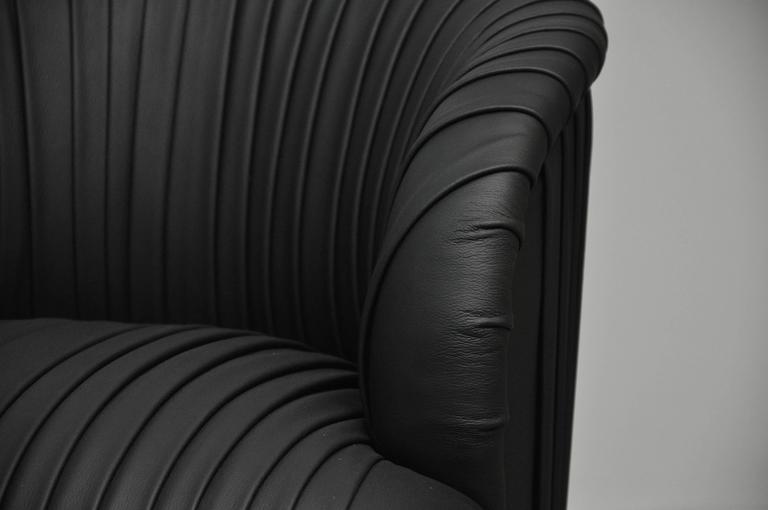 Pleated Leather and Brass Swivel Chairs at 1stDibs | pleated leather ...