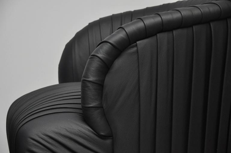 Pleated Leather and Brass Swivel Chairs at 1stDibs | pleated leather ...