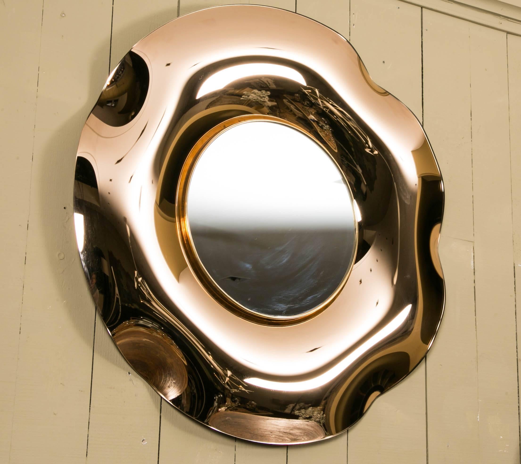 Undulating Colored Glass Mirror by Italian Artist Ghiro at 1stDibs