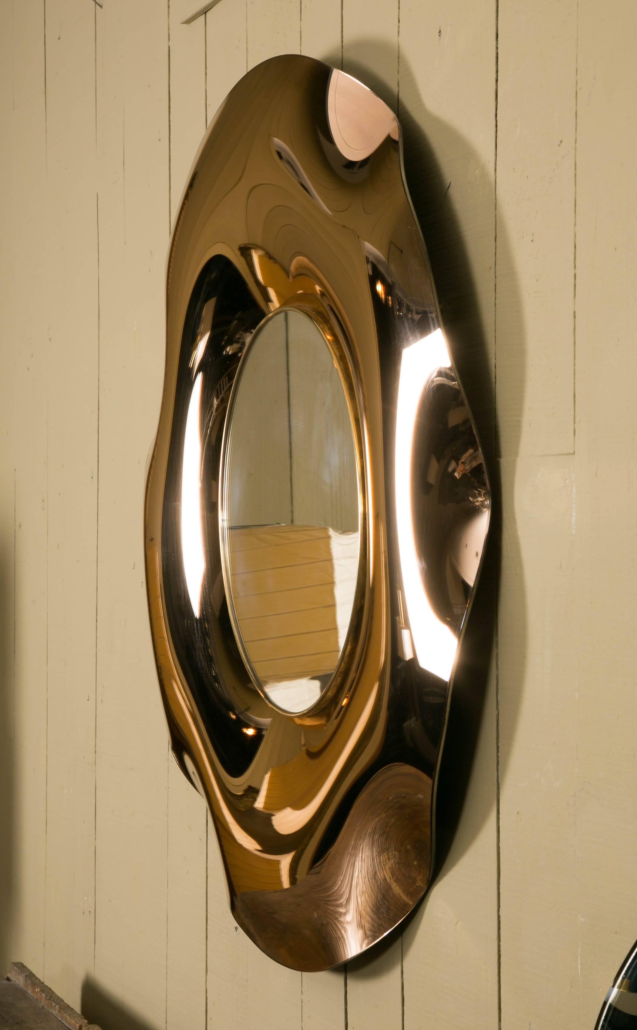 Undulating Colored Glass Mirror by Italian Artist Ghiro at 1stDibs