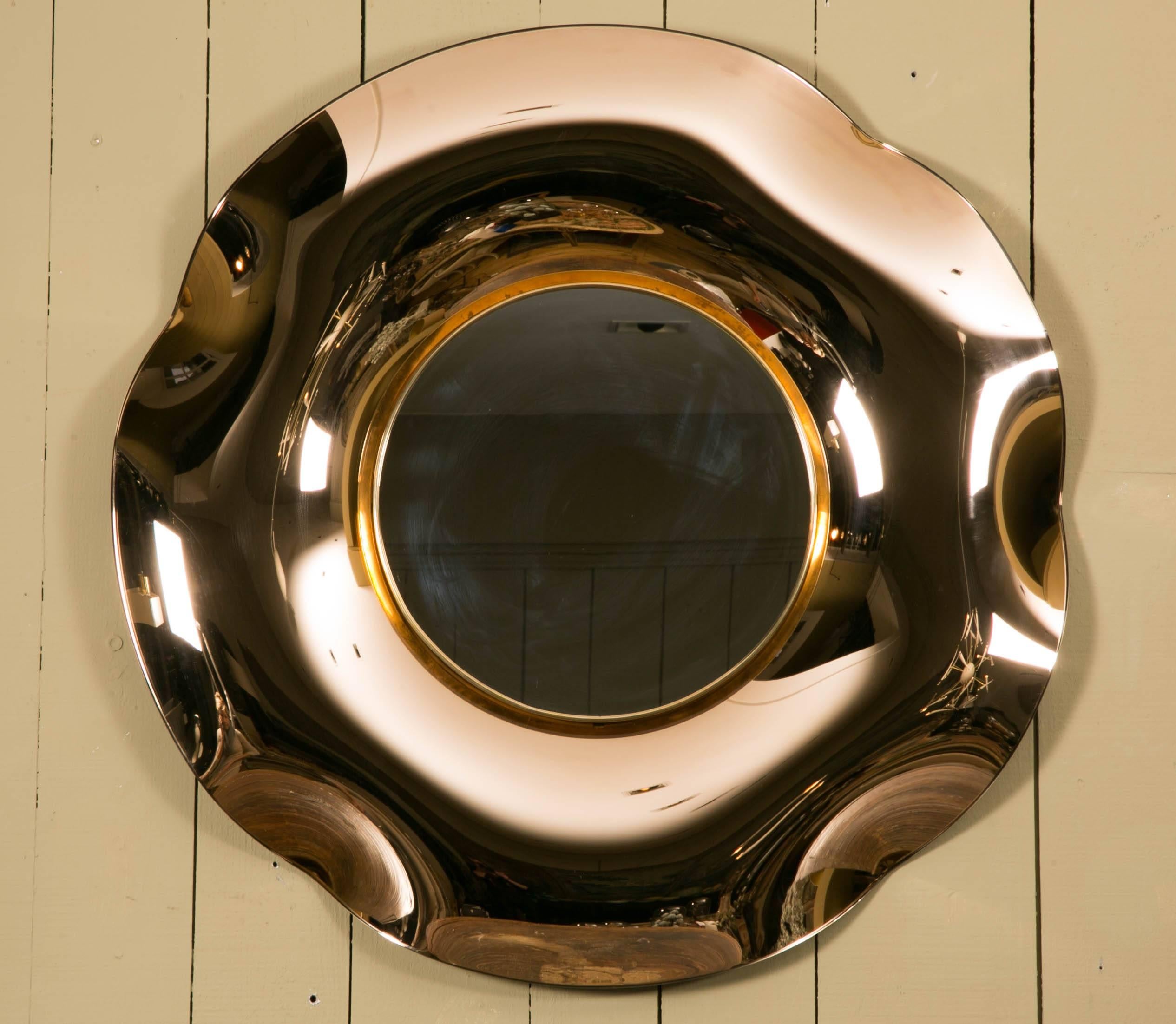 Undulating Colored Glass Mirror by Italian Artist Ghiro at 1stDibs