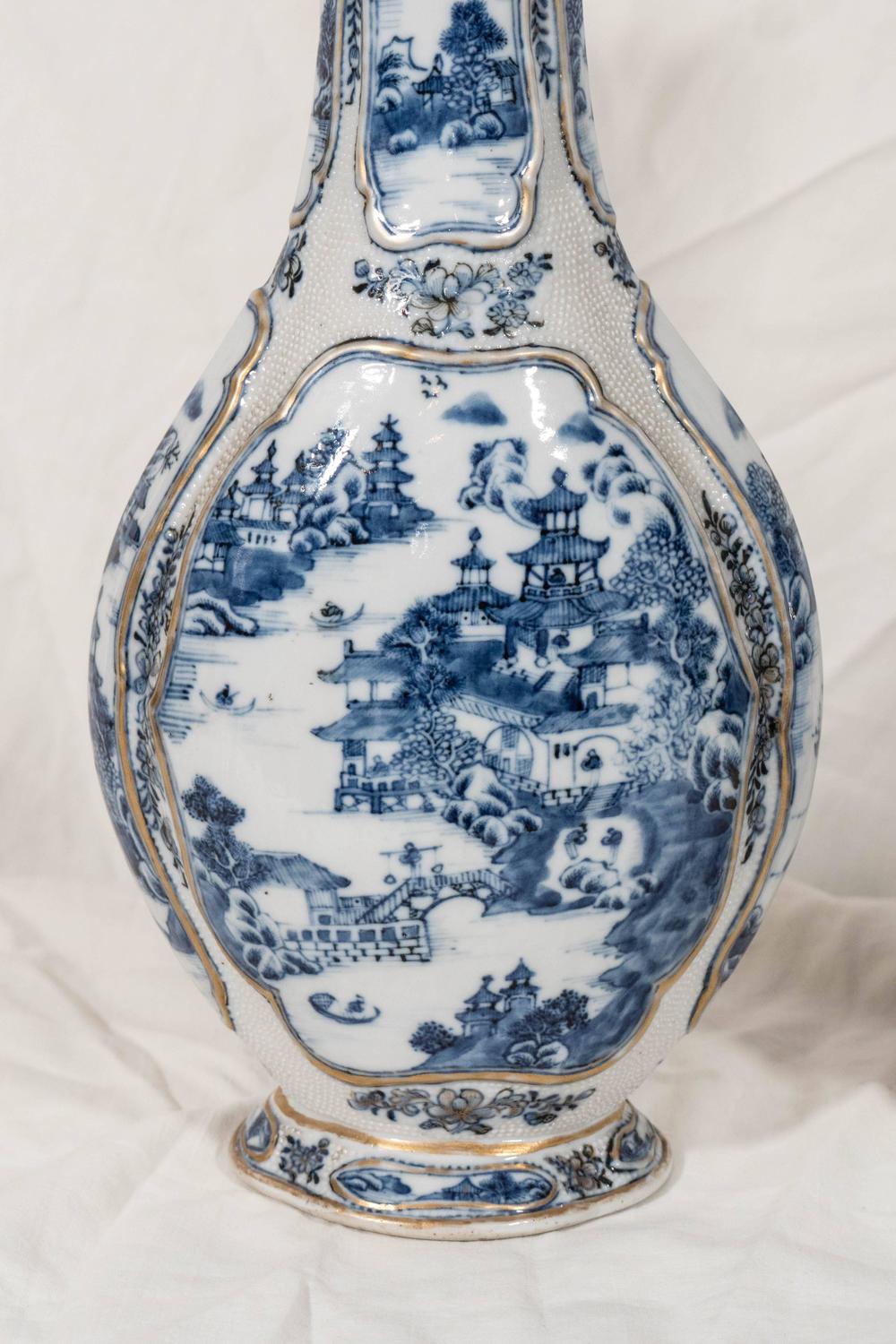 Pair of Antique Chinese Blue and White Porcelain Mantle Vases at 1stdibs