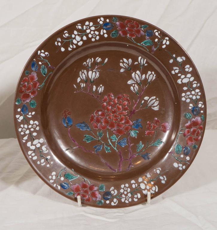 Pair of Chocolate Brown Antique Chinese Porcelain Dishes at 1stDibs