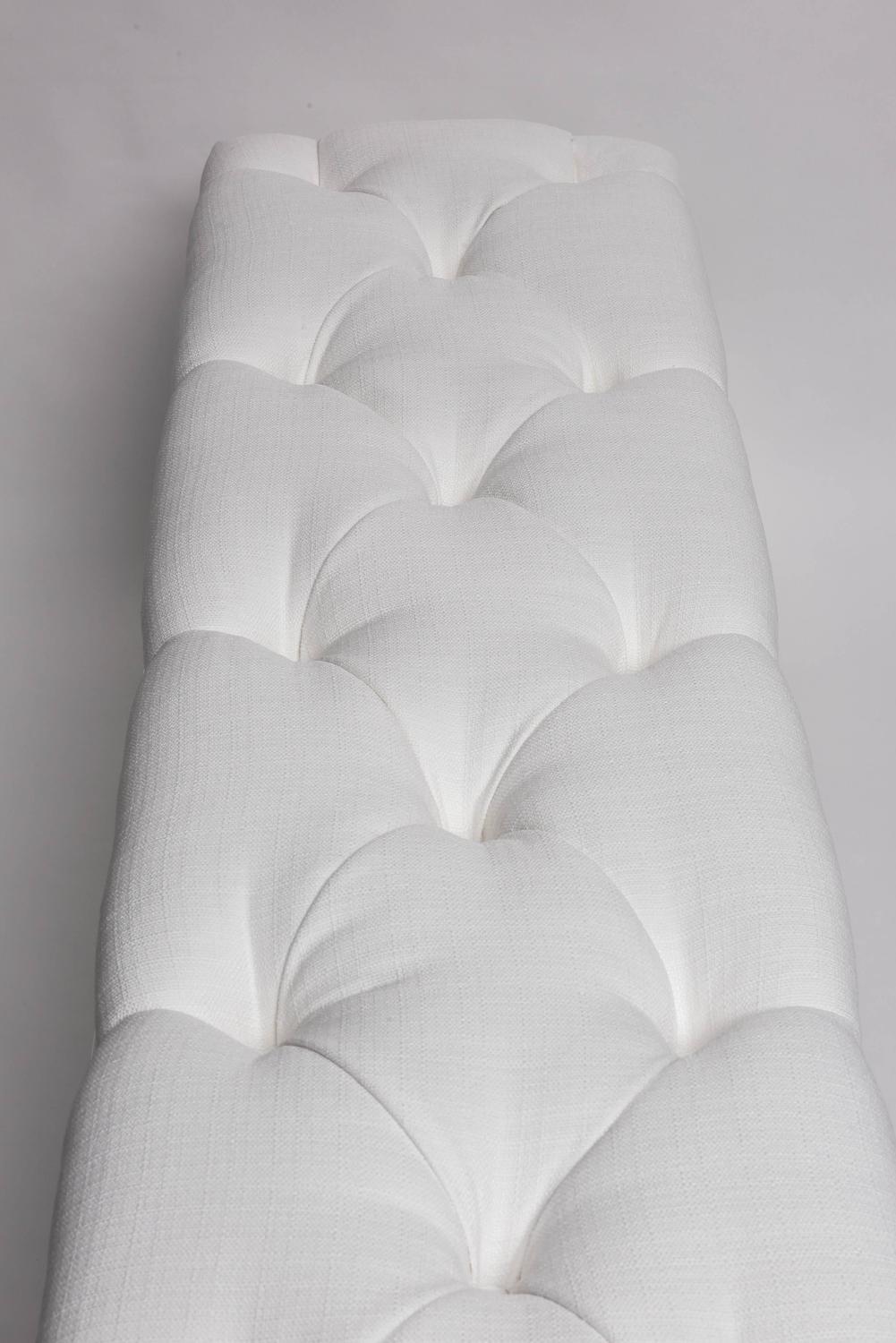 Bespoke Hollywood Regency, Glam, Lucite Bench with White Button-Tufted ...