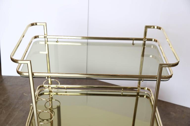 Gold Metal, Glass and Mirror Two-Tier Bar, Tea Cart or Serving Cart at ...