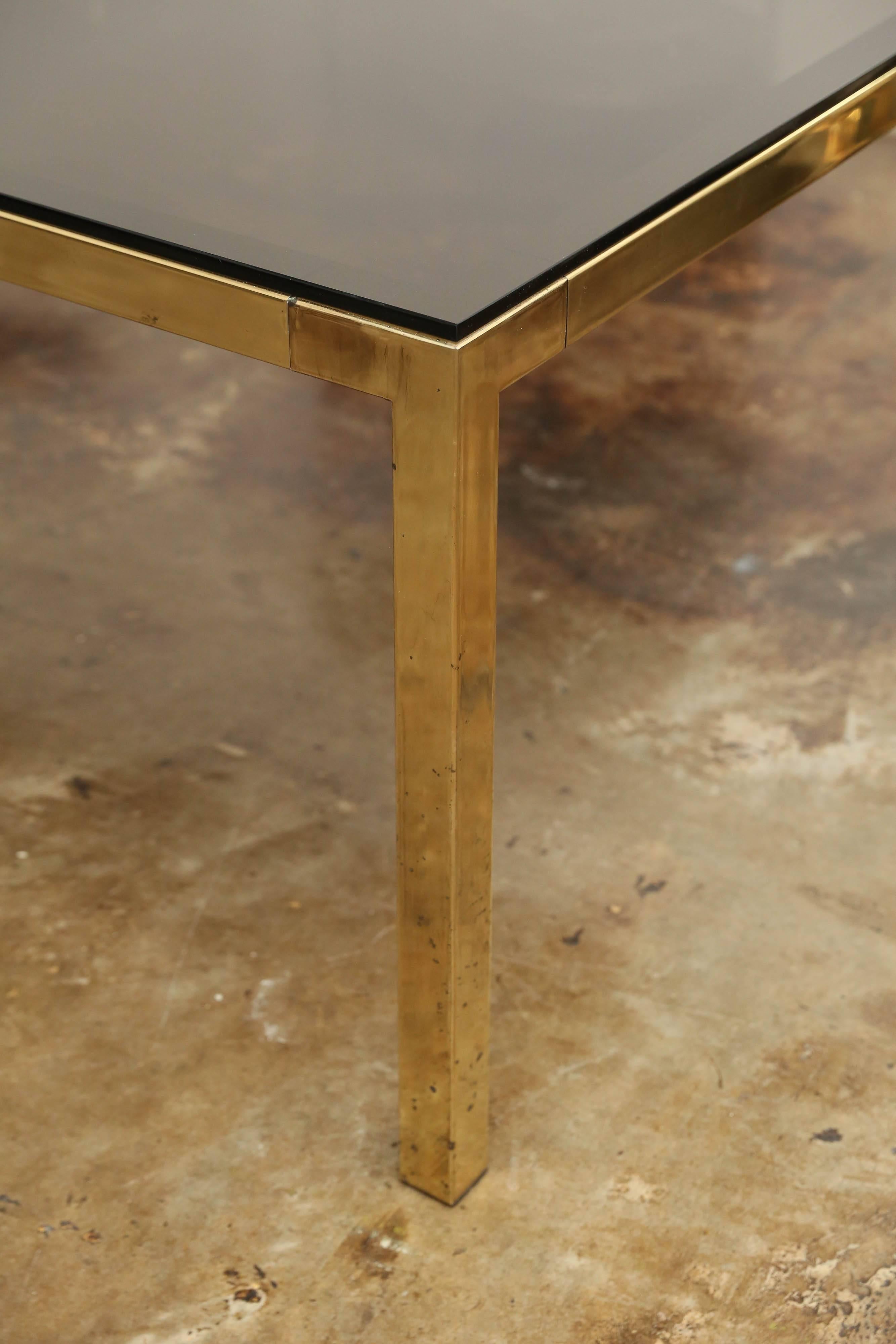 Mid Century Modern Vintage Brass and Glass Dining Table by Milo ...