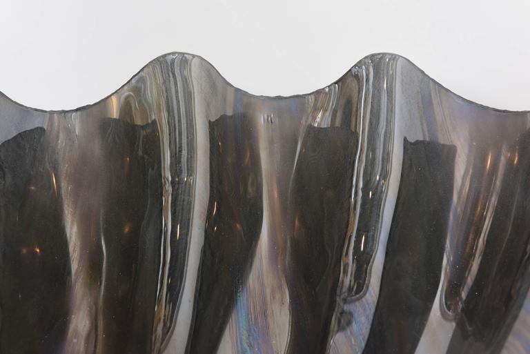 Large Smoked Glass Clam Shell Centerpiece For Sale at 1stDibs